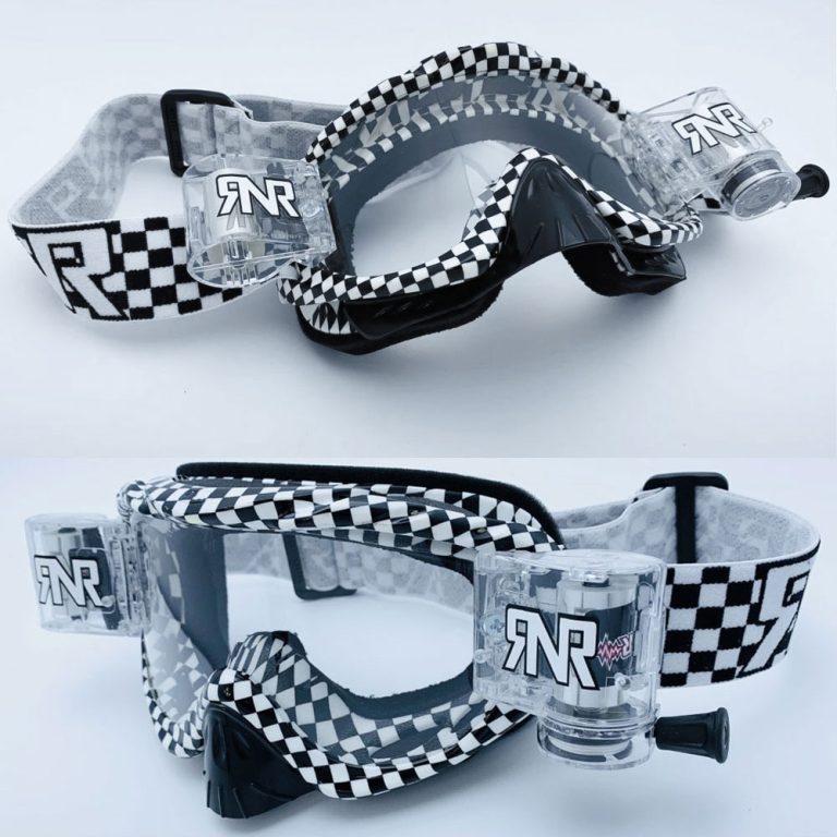 RNR Hybrid Roll-Off Motocross Goggles - CHEQUERED FLAG